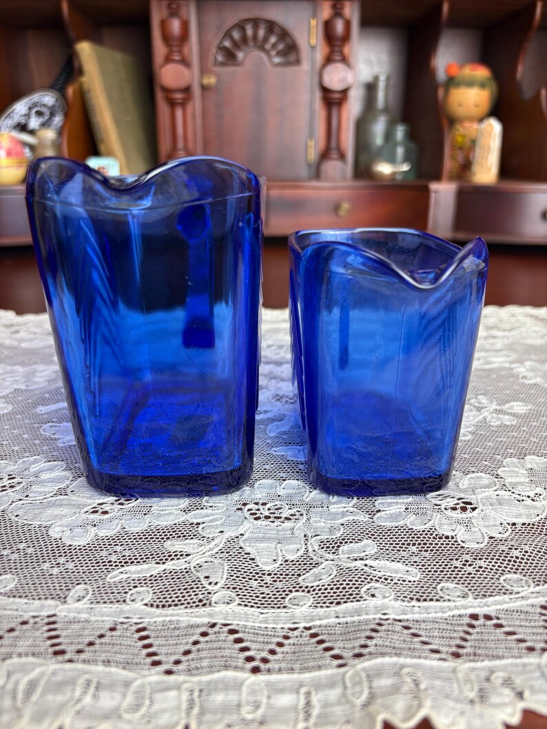 Hazel Atlas Depression Glass / Cobalt Blue Moderntone / Pitcher Pair ...