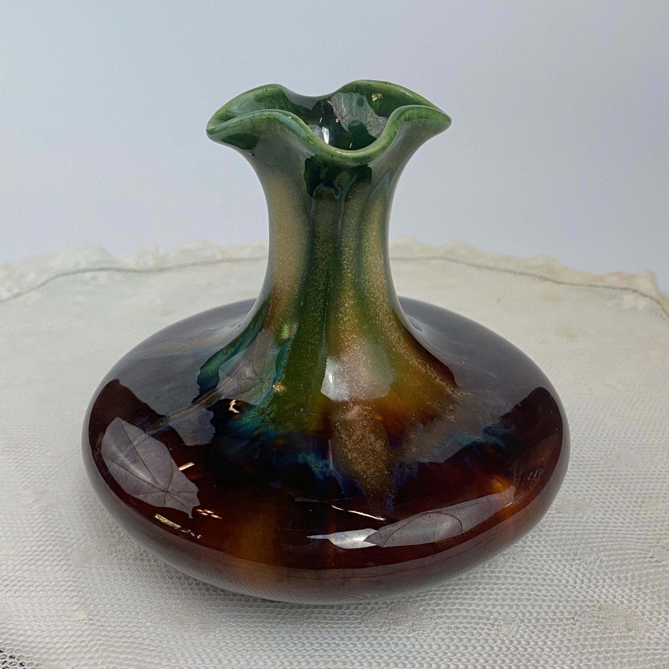 Belgium Thulin Studio Art Deco Drip Glaze Pottery Vase / Mulit-color ...