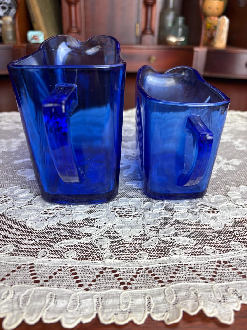 Hazel Atlas Depression Glass / Cobalt Blue Moderntone / Pitcher Pair ...