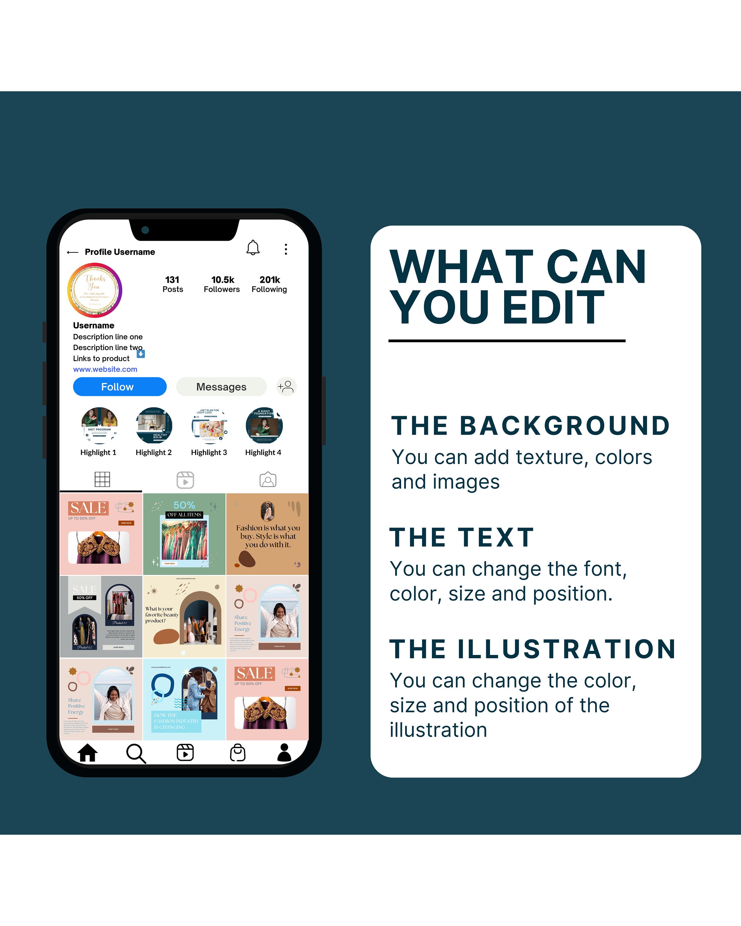 60 Editable Instagram Templates Canva Bundle Instant Download Social ...