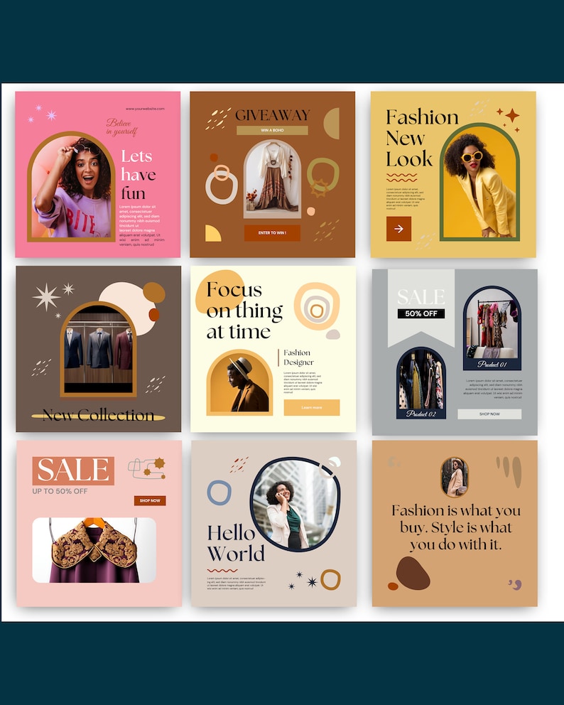 60 Editable Instagram Templates Canva Bundle Instant Download Social ...