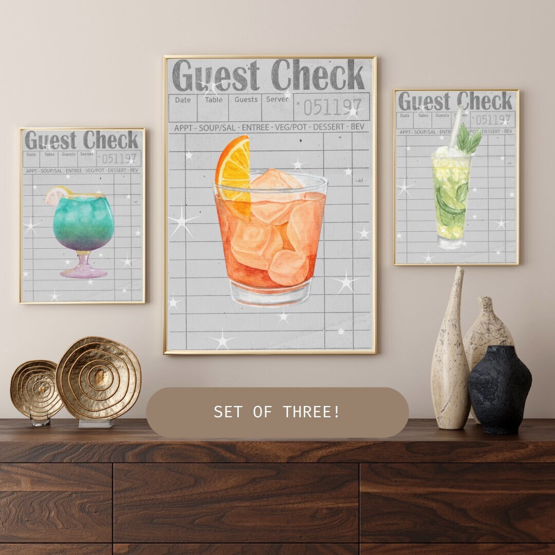 Set of Three: Retro Bar Decor, Bar Sign, Aesthetic Bar Decor, Neutral ...