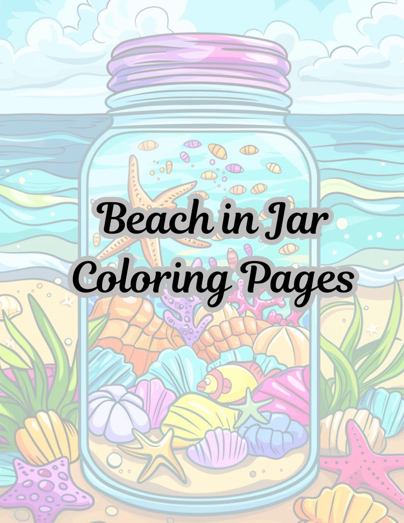 Beach in Jars Coloring Pages Printable Tropical Scenes Coloring Pages ...