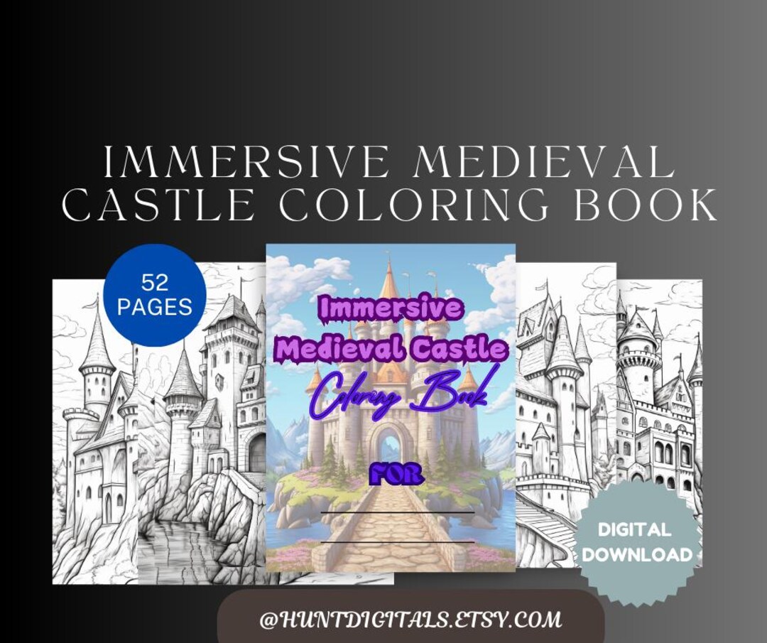 Immersive Medieval Castle Coloring Book for Adults Medieval Castle ...