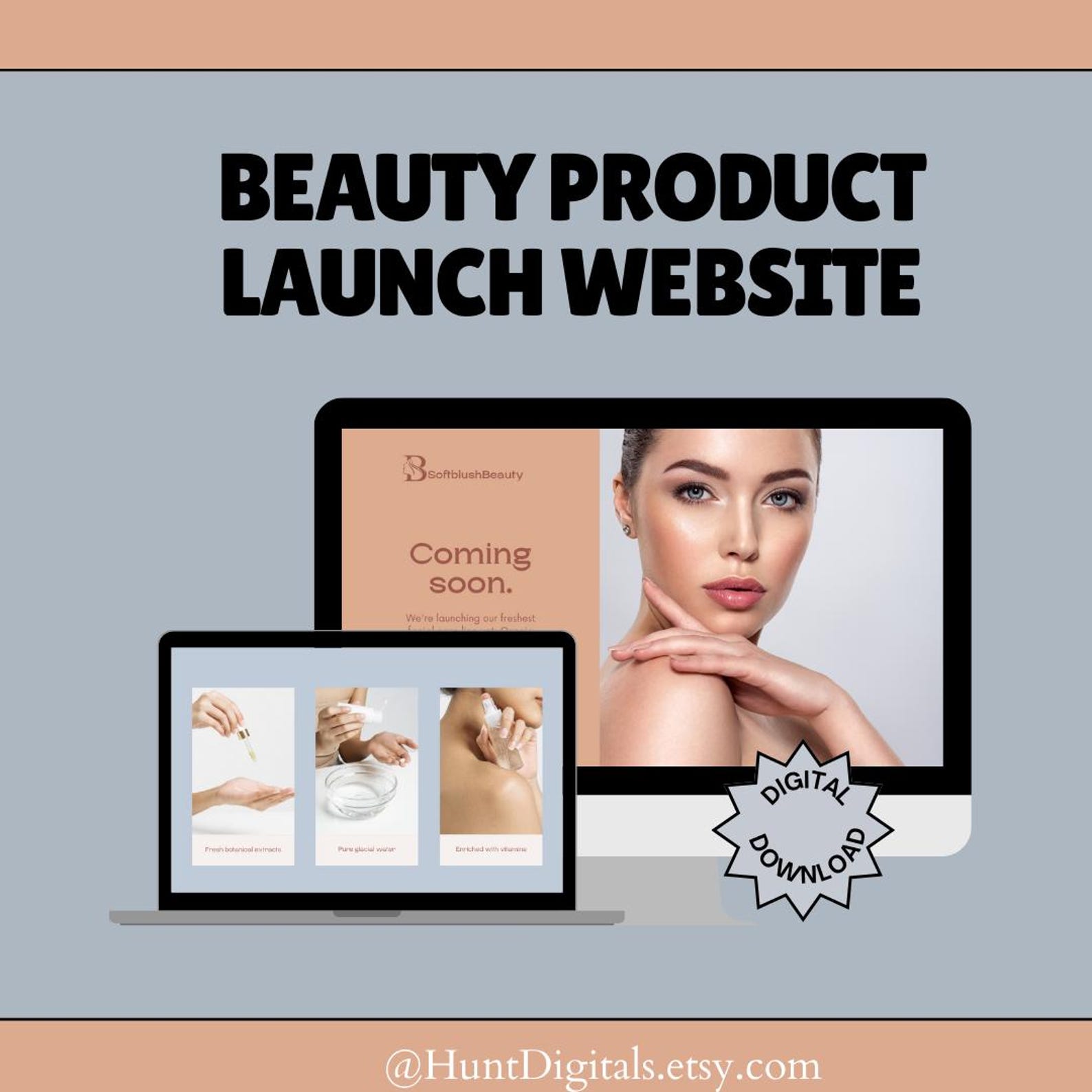 Beauty Product Launch Website Template OFFICIAL WEBSITE LAUNCH Canva ...
