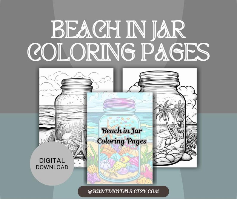 Beach in Jars Coloring Pages Printable Tropical Scenes Coloring Pages ...