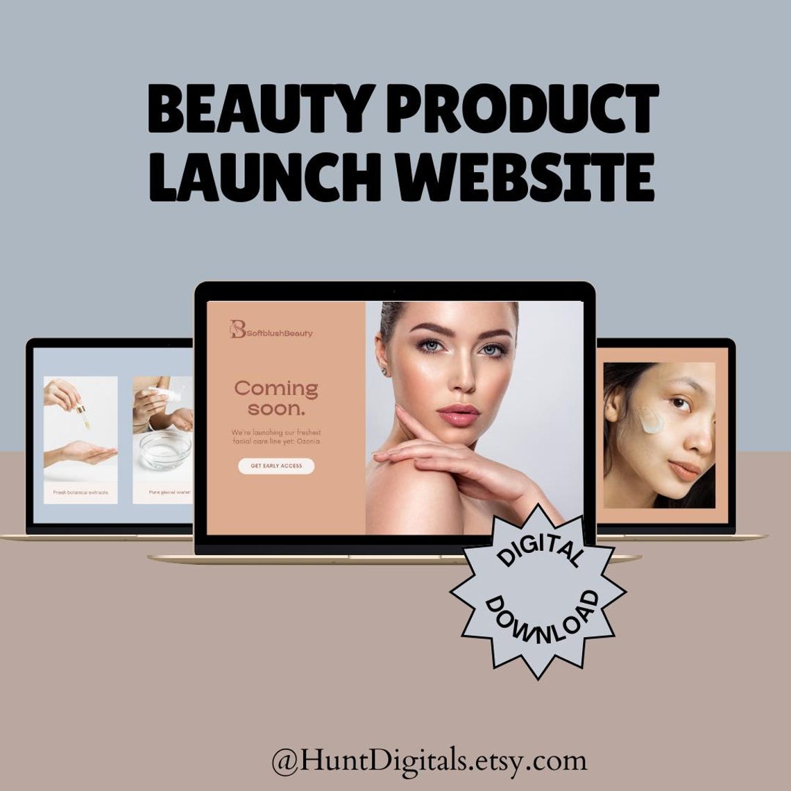 Beauty Product Launch Website Template OFFICIAL WEBSITE LAUNCH Canva ...