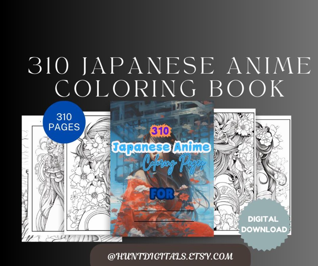 310-japanese-anime Coloring Book for Adults Digital Download Japanese ...