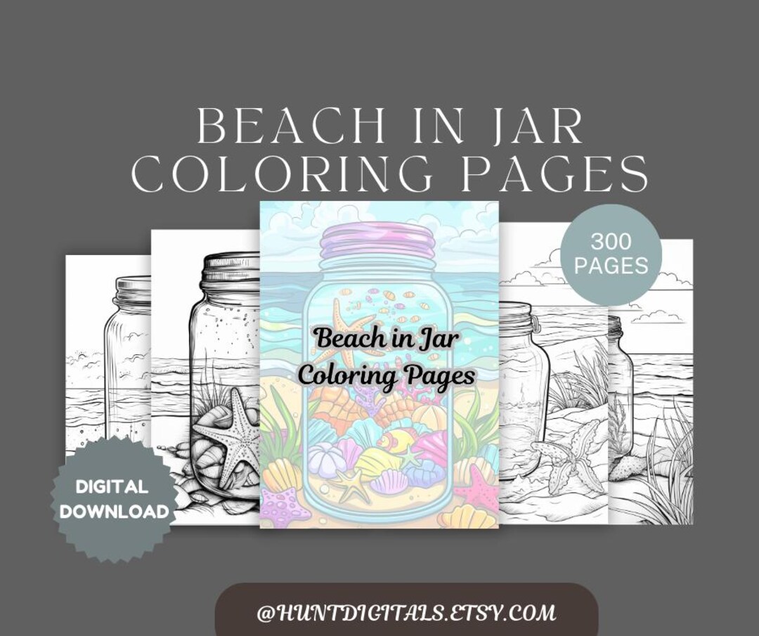 Beach in Jars Coloring Pages Printable Tropical Scenes Coloring Pages ...