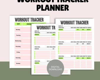 Workout Tracker Printable, Daily Exercise Log, Fitness Journal, Workout ...