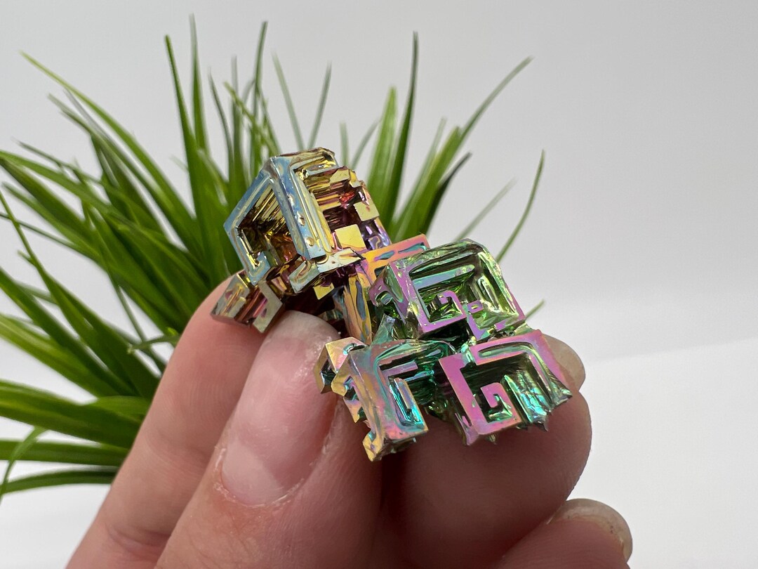 Rainbow Bismuth Crystal Cluster: Lab Grown Specimen, Colourful Home ...