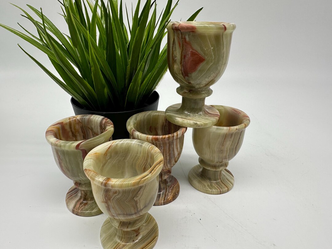 Vintage Onyx Goblets: Set of 6 Natural Stone Cordials - Etsy