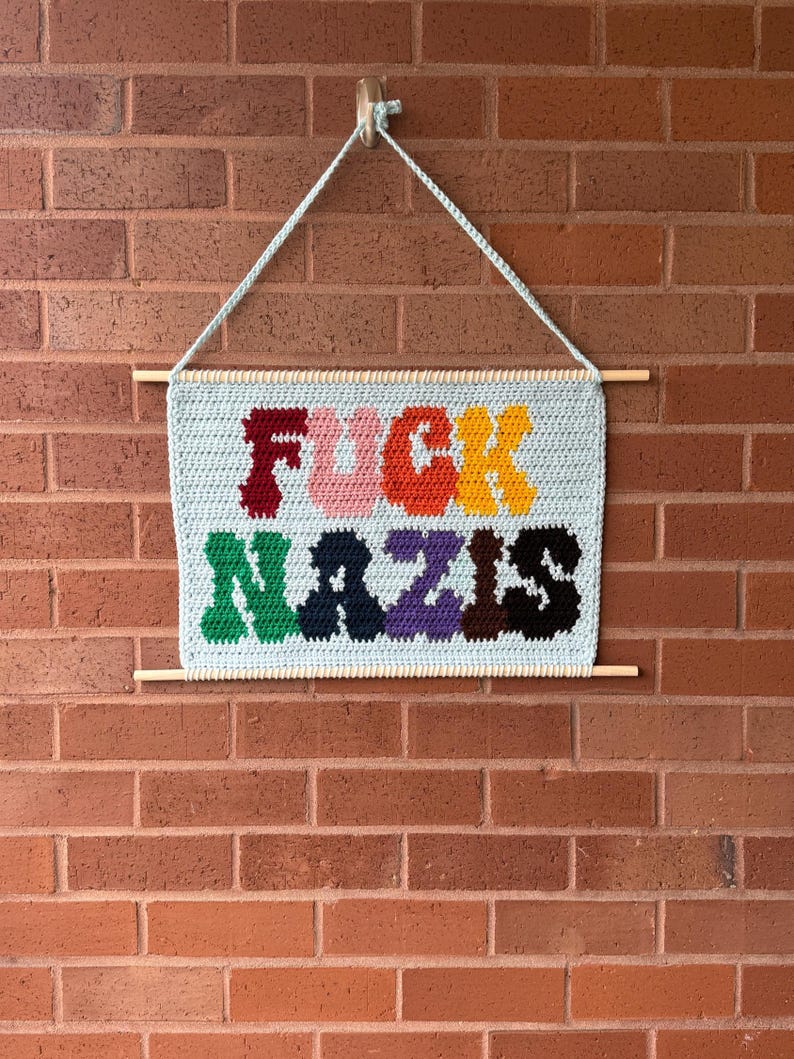 F*ck Nazis Wall Hanging & Wearable Sign | Crochet Pattern | Protest ...