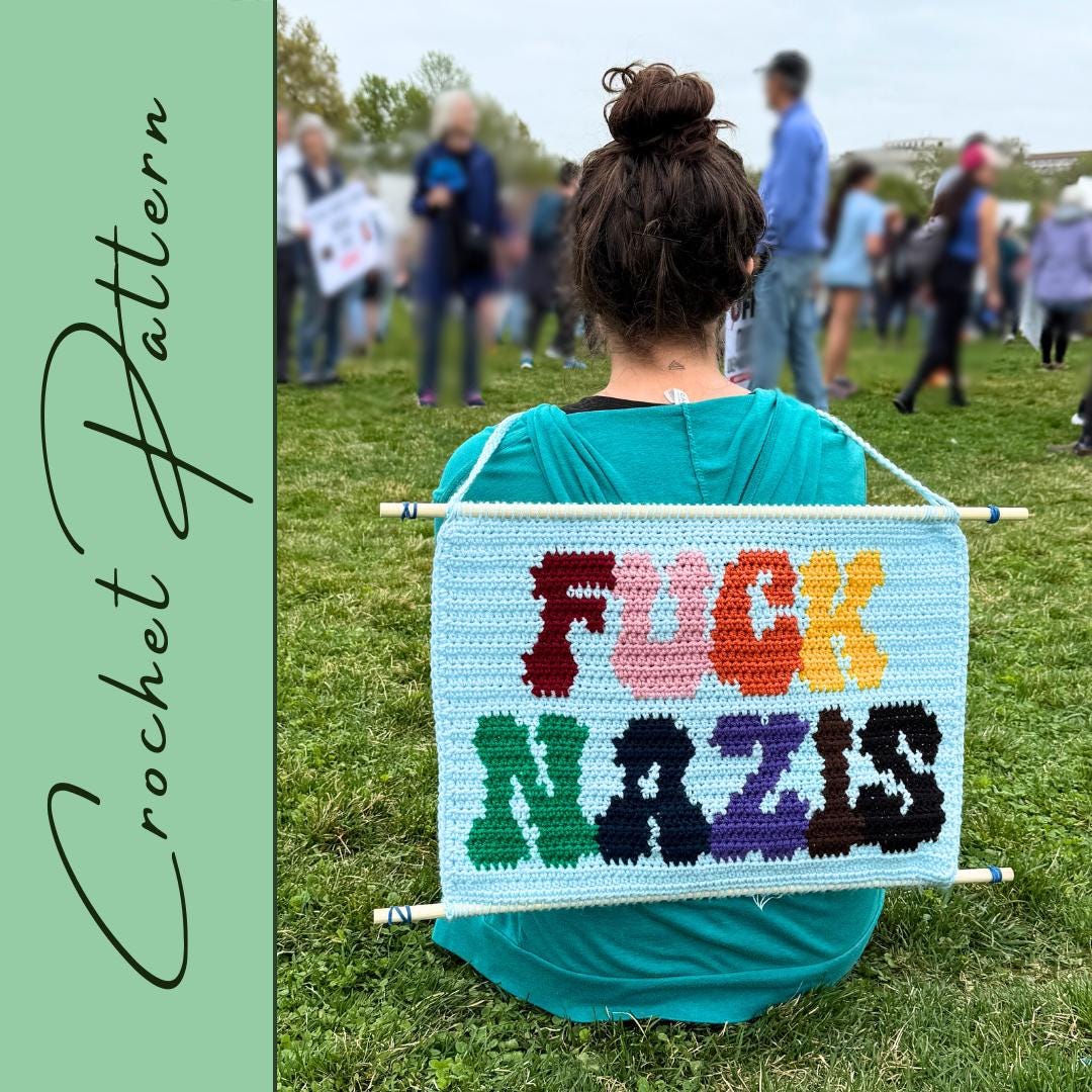 F*ck Nazis Wall Hanging & Wearable Sign | Crochet Pattern | Protest ...