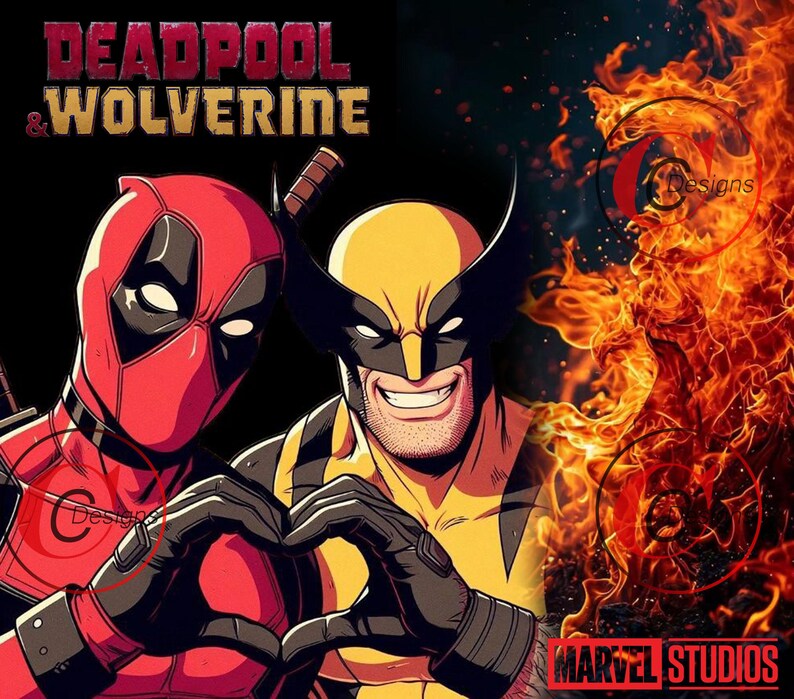 Deadpool Wolverine Sublimation Design Skinny Tumbler 20oz Template PNG ...