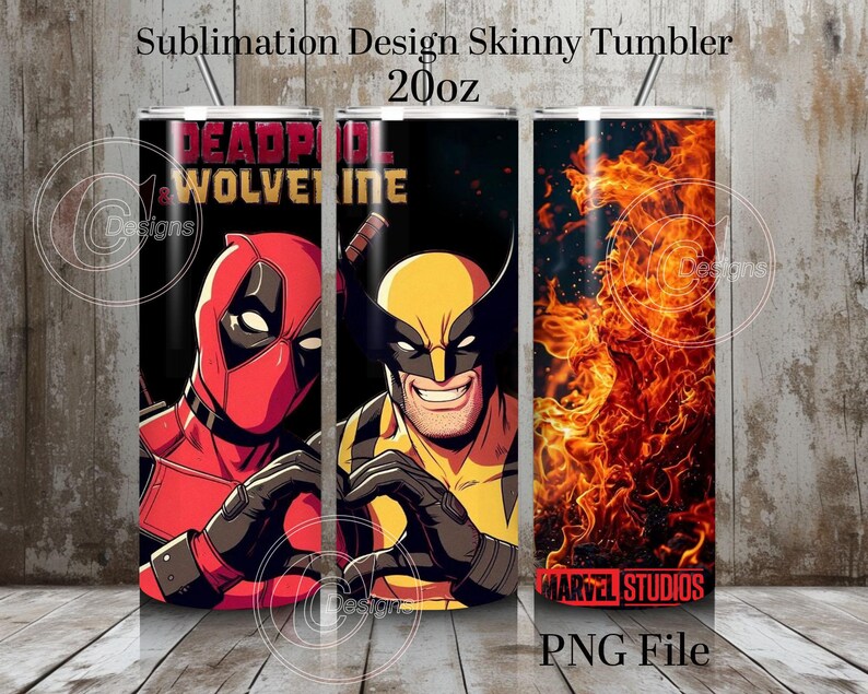Deadpool Wolverine Sublimation Design Skinny Tumbler 20oz Template PNG ...