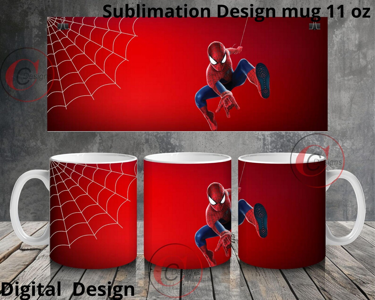Sublimation Design Mug 110z Spiderman, Sublimation Design Spiderman Mug ...