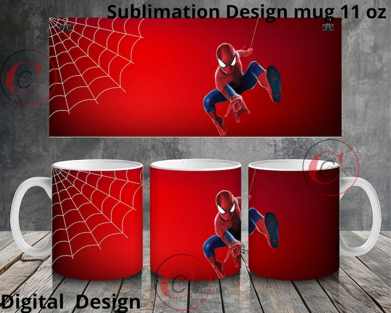 Sublimation Design Mug 110z Spiderman, Sublimation Design Spiderman Mug ...