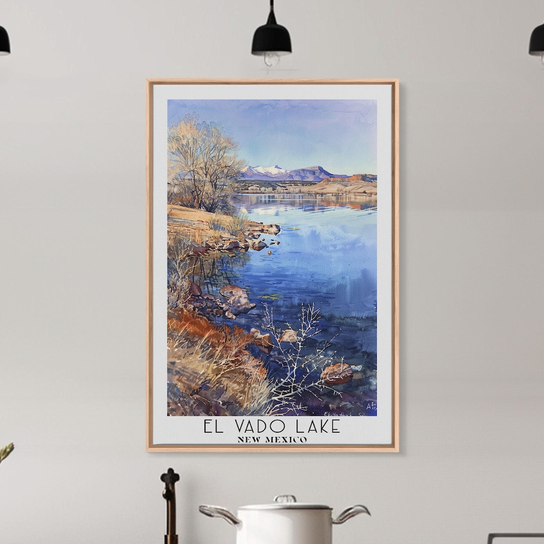 El Vado Lake New Mexico Canvas Print: Serene Watercolor Landscape Art ...