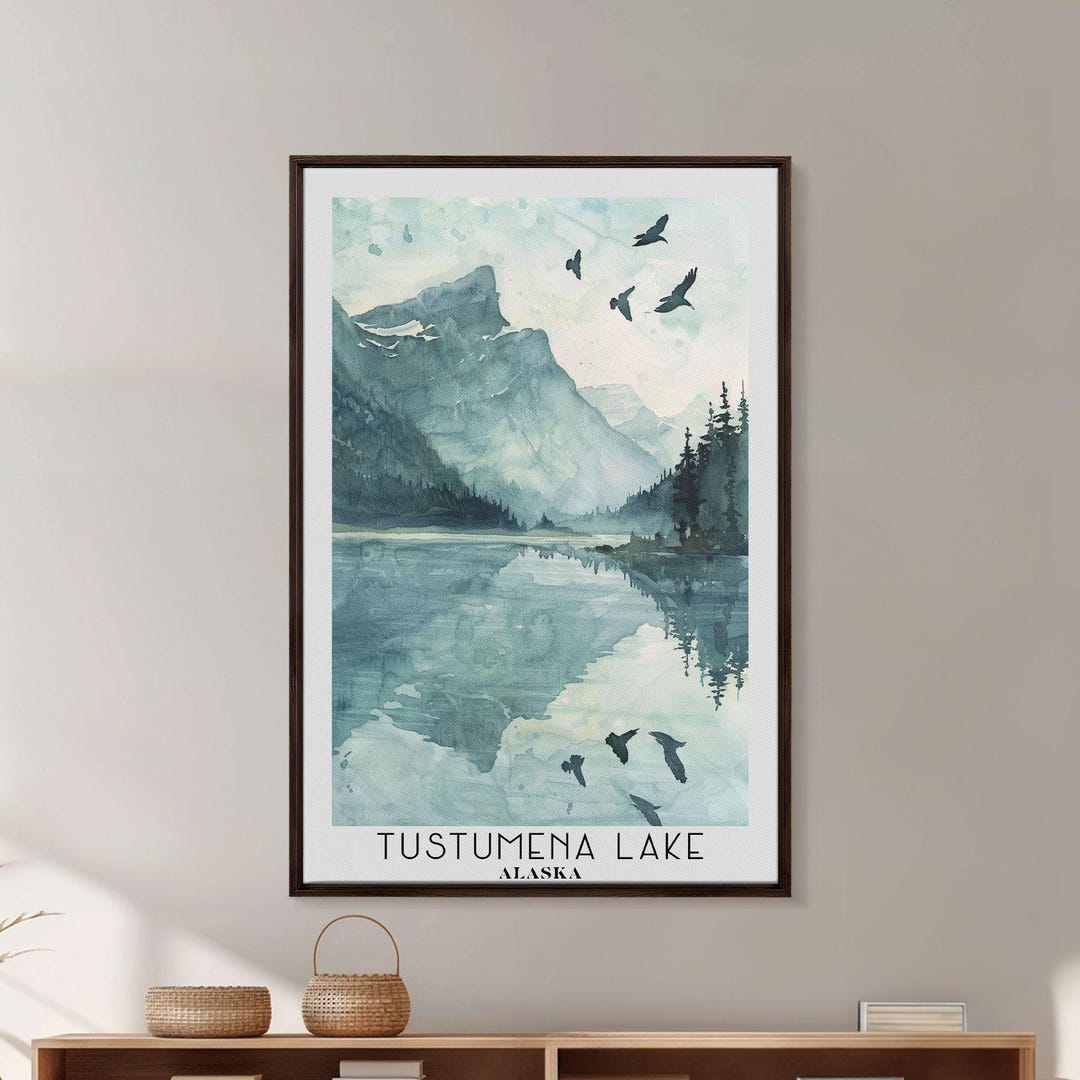 Tustumena Lake Alaska Canvas Print: Watercolor Painting Wall Art - Etsy