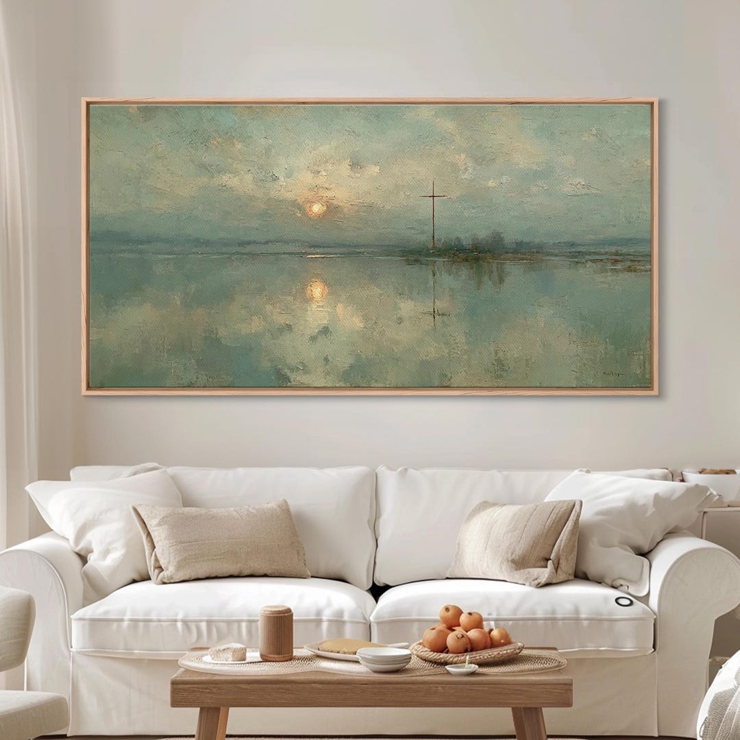 Silent Cross Reflection, Framed Canvas Print, Christian Art Canvas ...