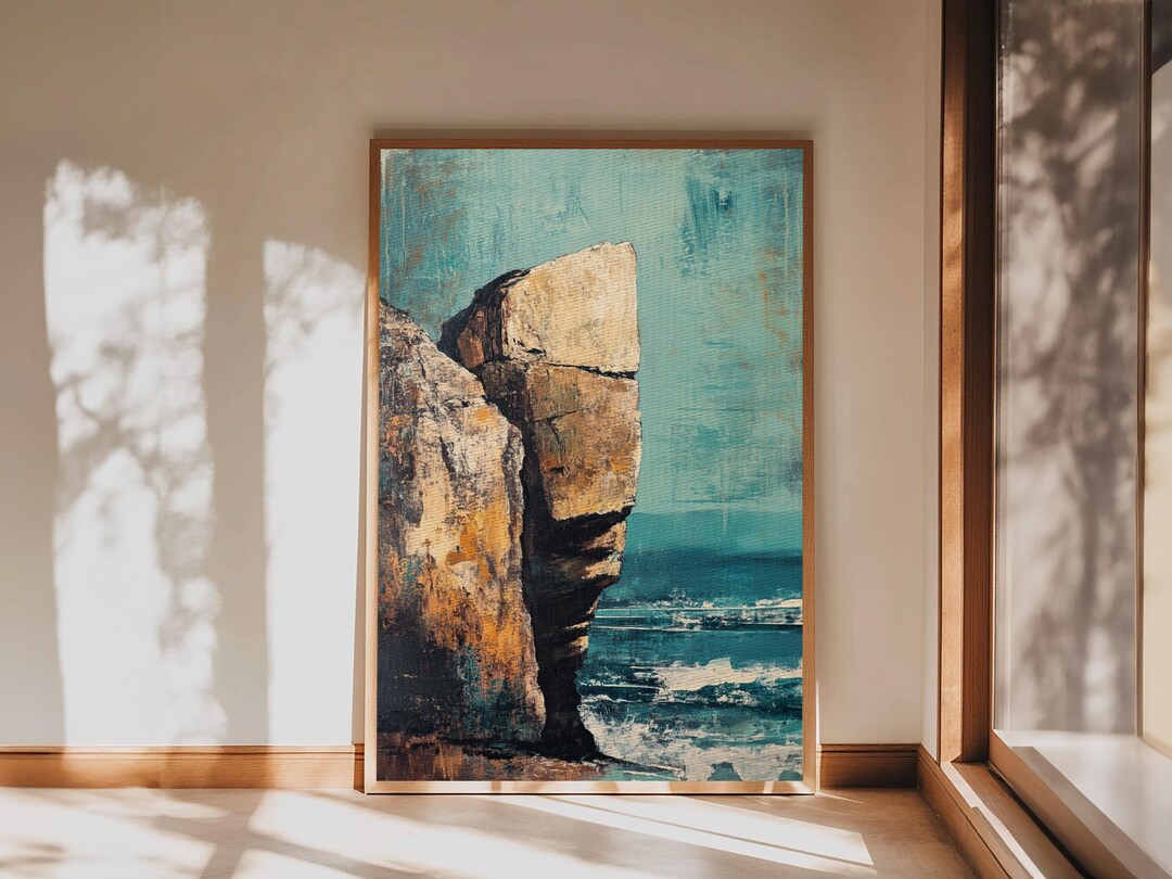 Cliffside Ocean View Canvas Print, Coastal Wall Art, Beach Landscape ...