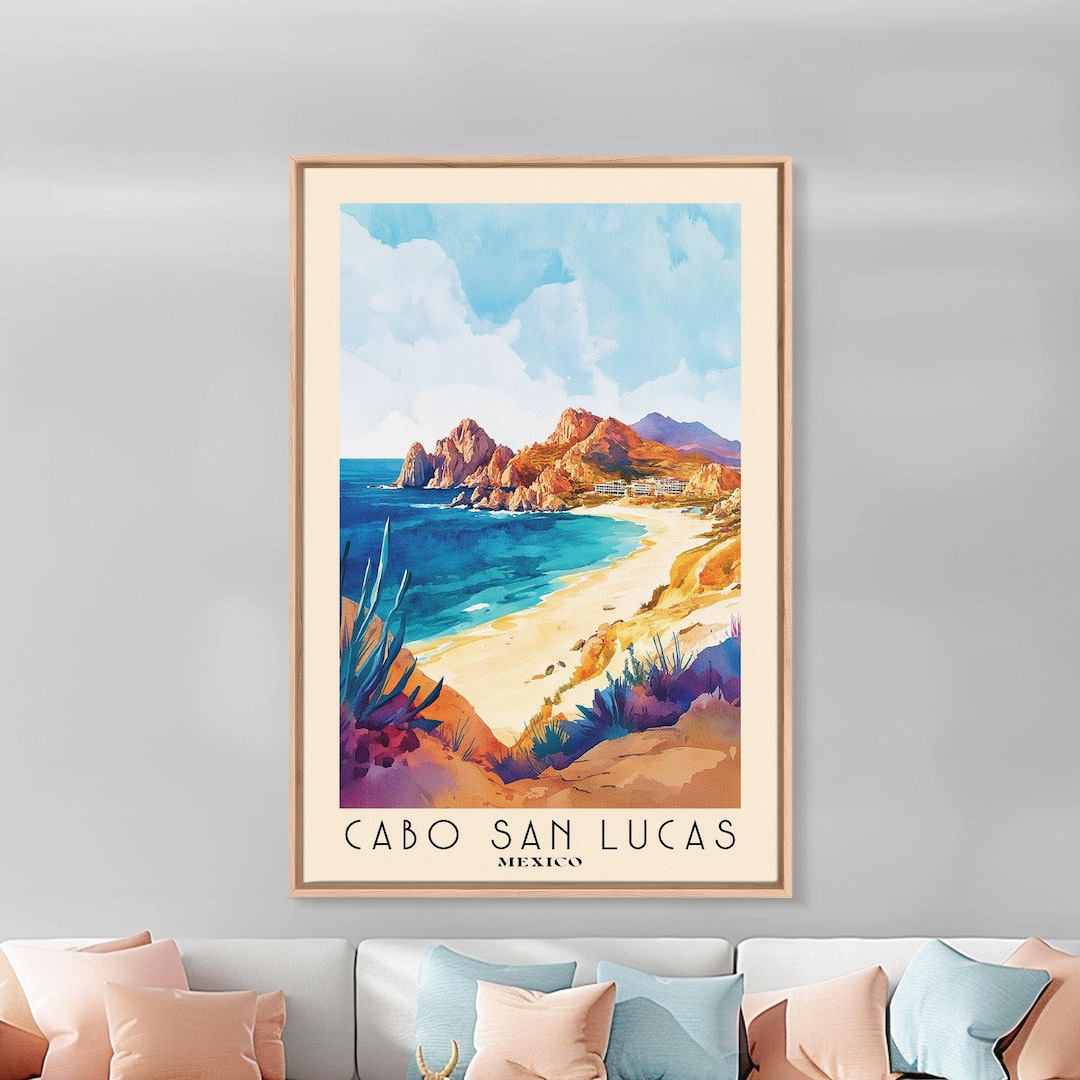 Cabo San Lucas Watercolor Print: Mexico Beach Scene, Wood Frame Art - Etsy