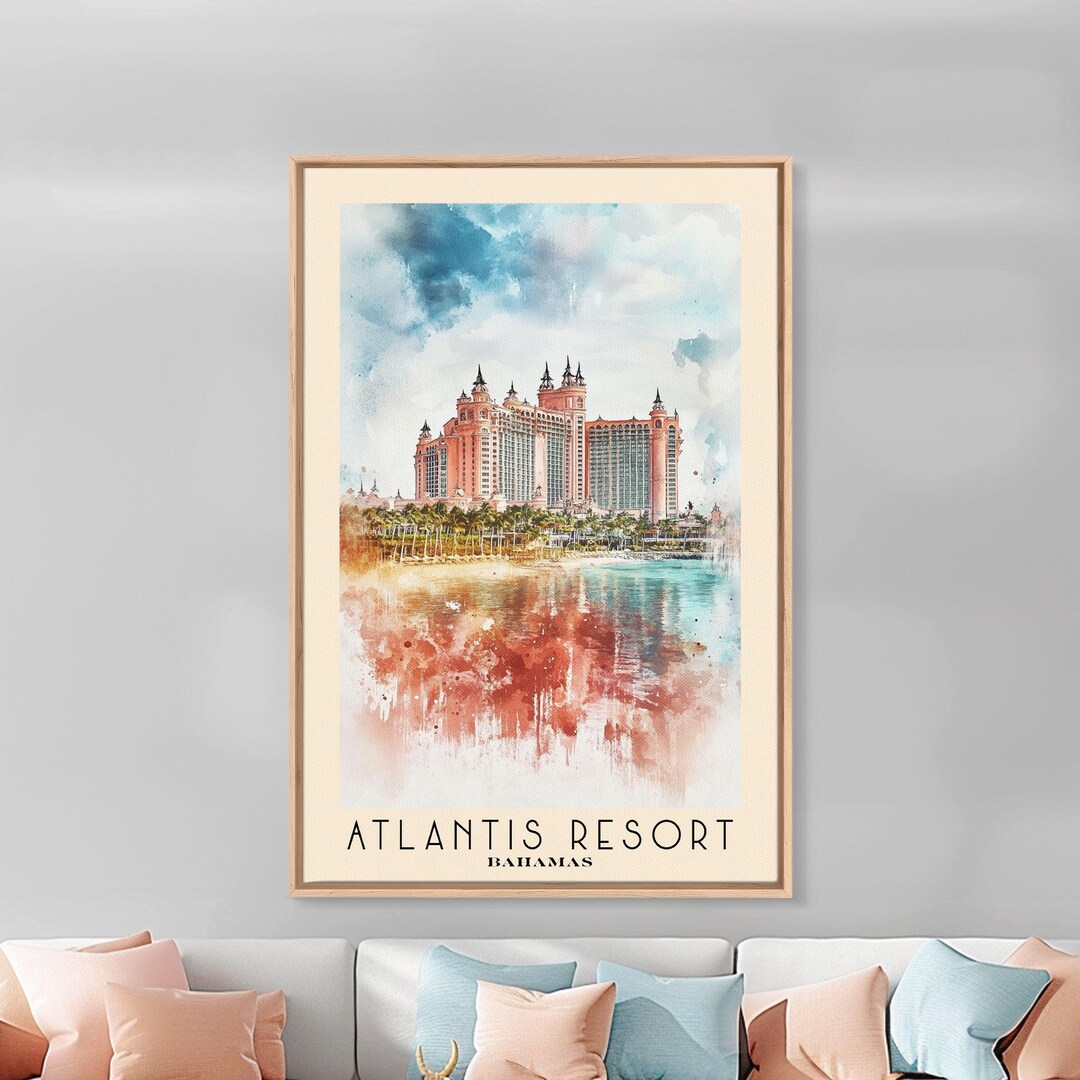 Atlantis Resort, Bahamas Watercolor Print, Vacation Gift, Bahamas Wall ...