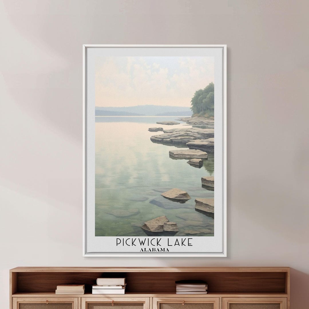 Pickwick Lake Alabama Framed Canvas Print: Watercolor Landscape Art - Etsy