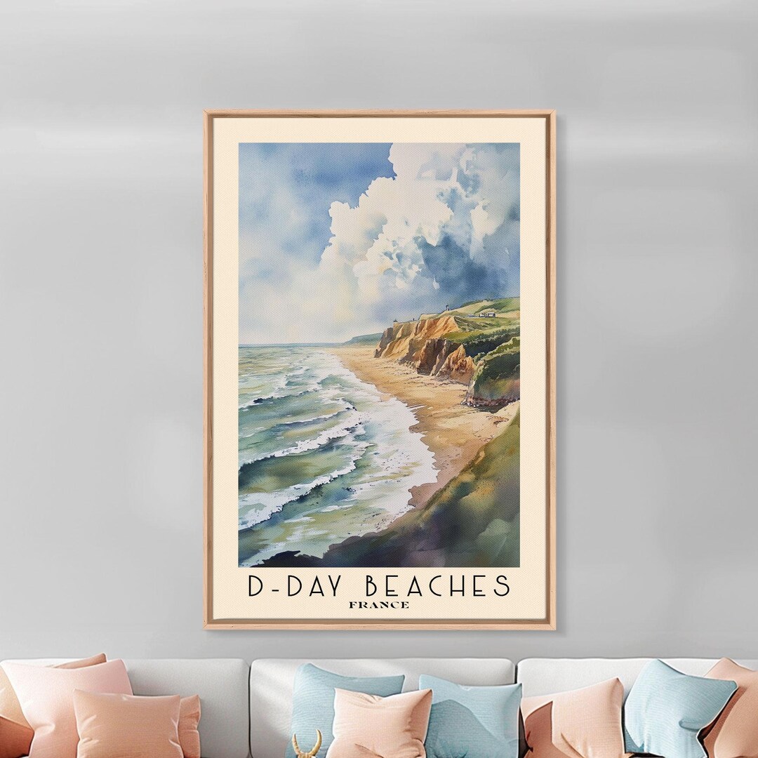 D-day Beaches, France Watercolor Print, Vacation Gift, France Wall Art ...
