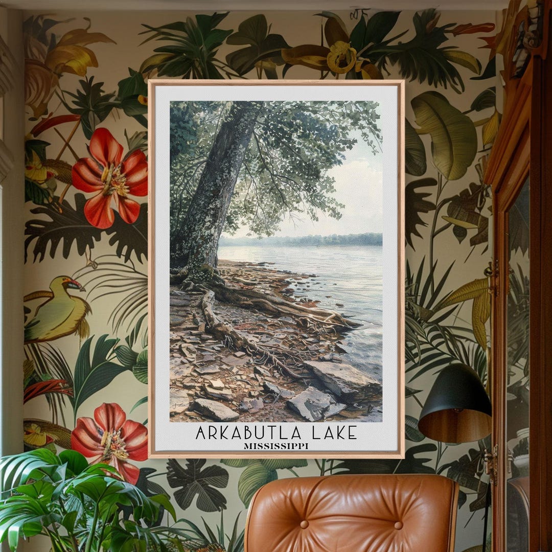Arkabutla Lake Mississippi Canvas Print: Watercolor Landscape Travel ...