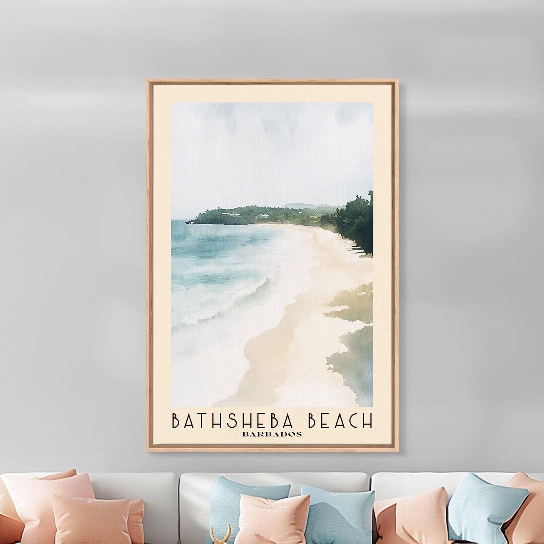 Bathsheba Beach, Barbados Watercolor Print, Vacation Gift, Barbados ...