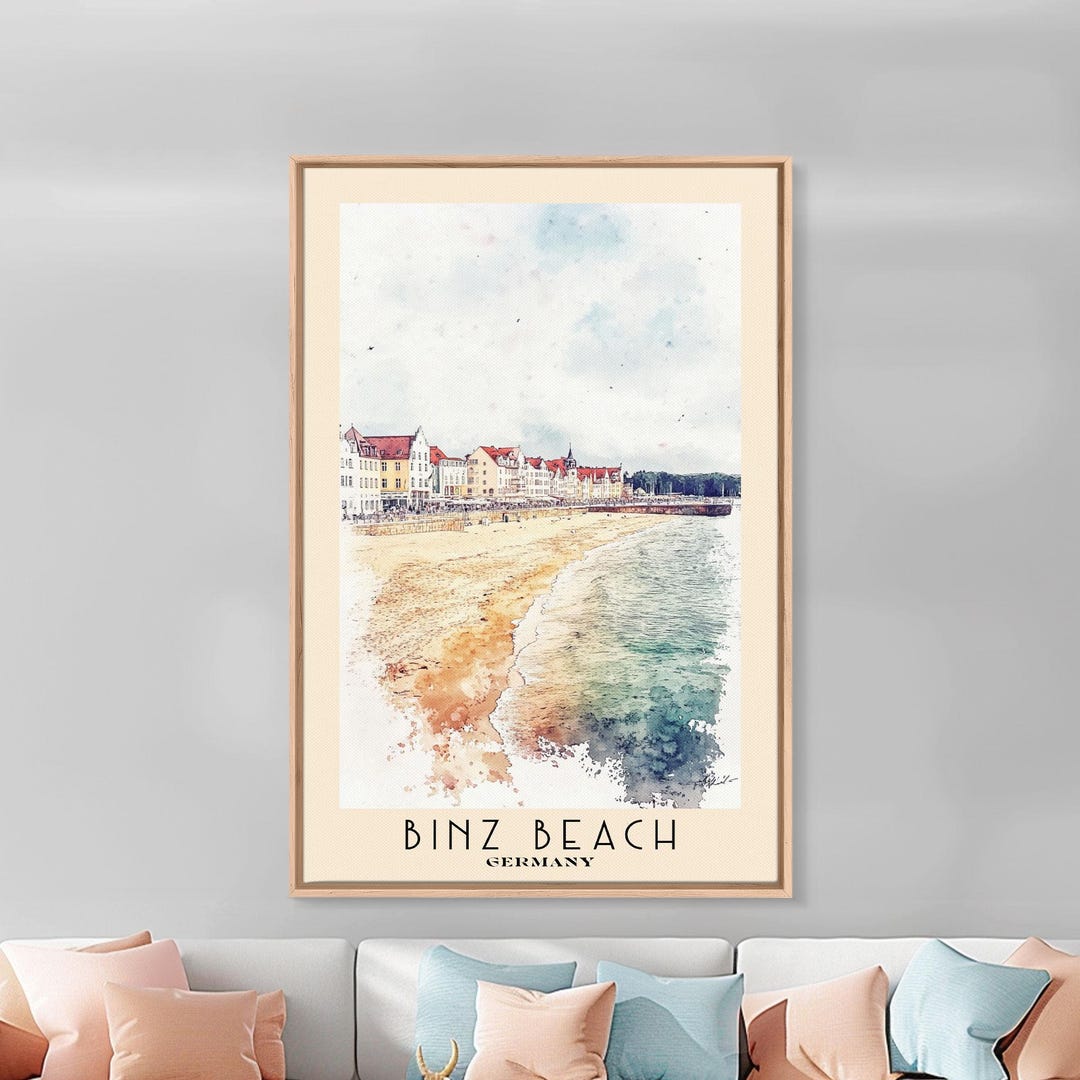 Binz Beach Germany Watercolor Art Print: Coastal Wall Decor - Etsy