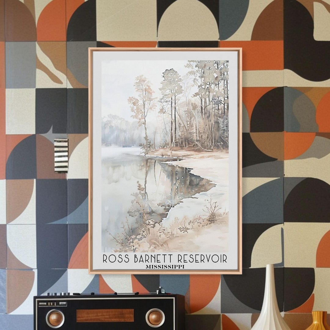 Ross Barnett Reservoir Mississippi Art: Framed Watercolor Lake Print - Etsy