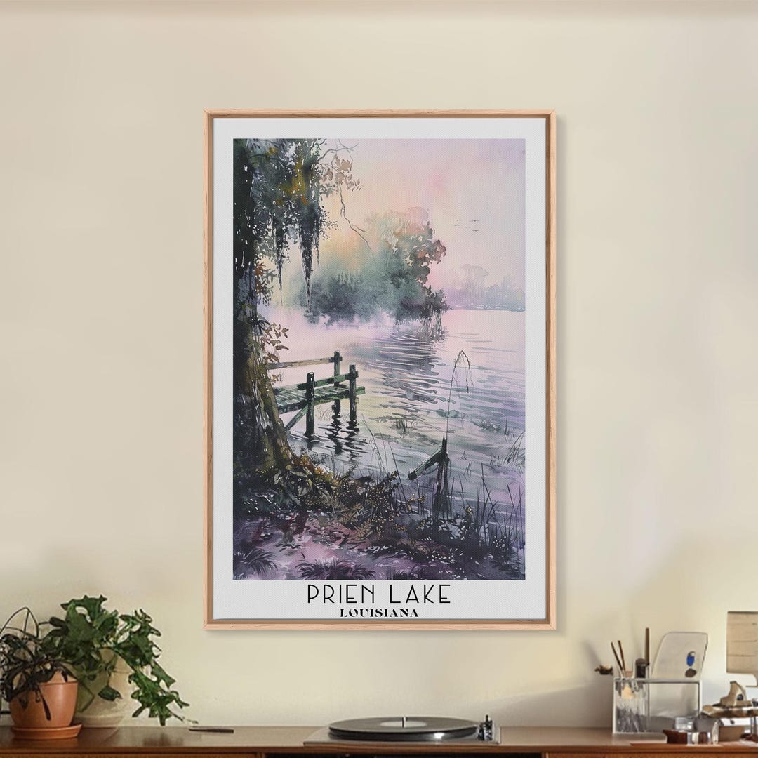 Prien Lake Louisiana Canvas Print: Watercolor Landscape Wall Art - Etsy