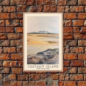 Chatham Island, New Zealand Watercolor Beach Painting: Framed Wall Art ...