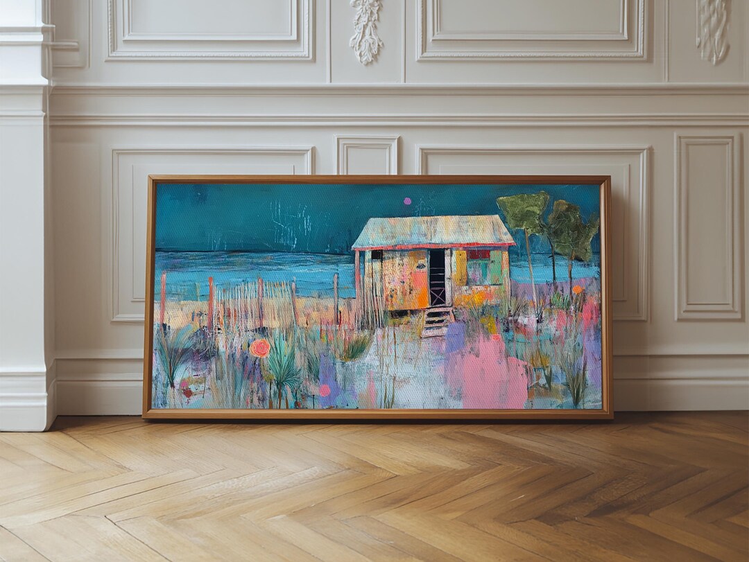 Rustic Beach Shack Framed Canvas Art: Coastal Cottage Decor - Etsy