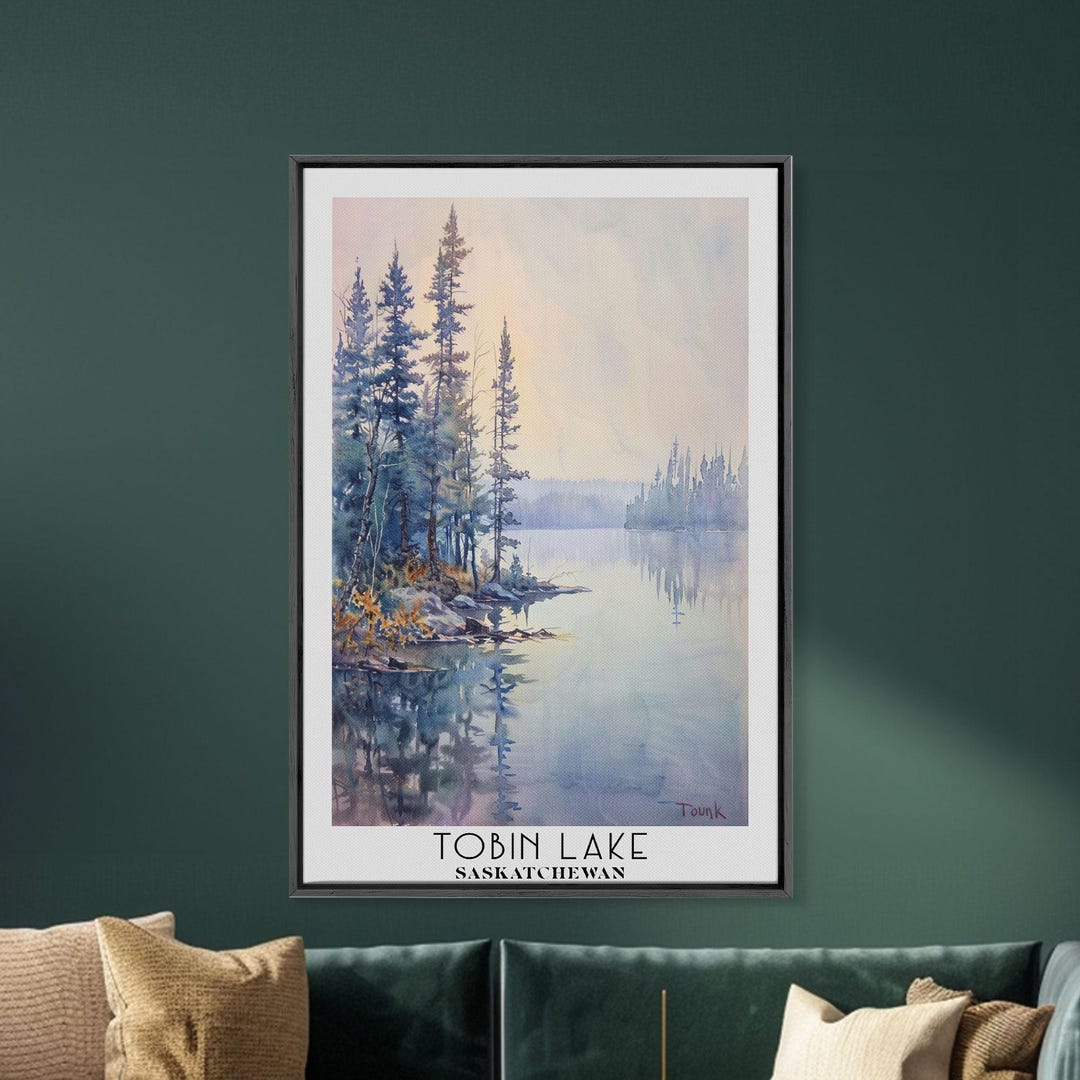 Tobin Lake Saskatchewan Travel Poster Framed Canvas Print, Beautiful ...