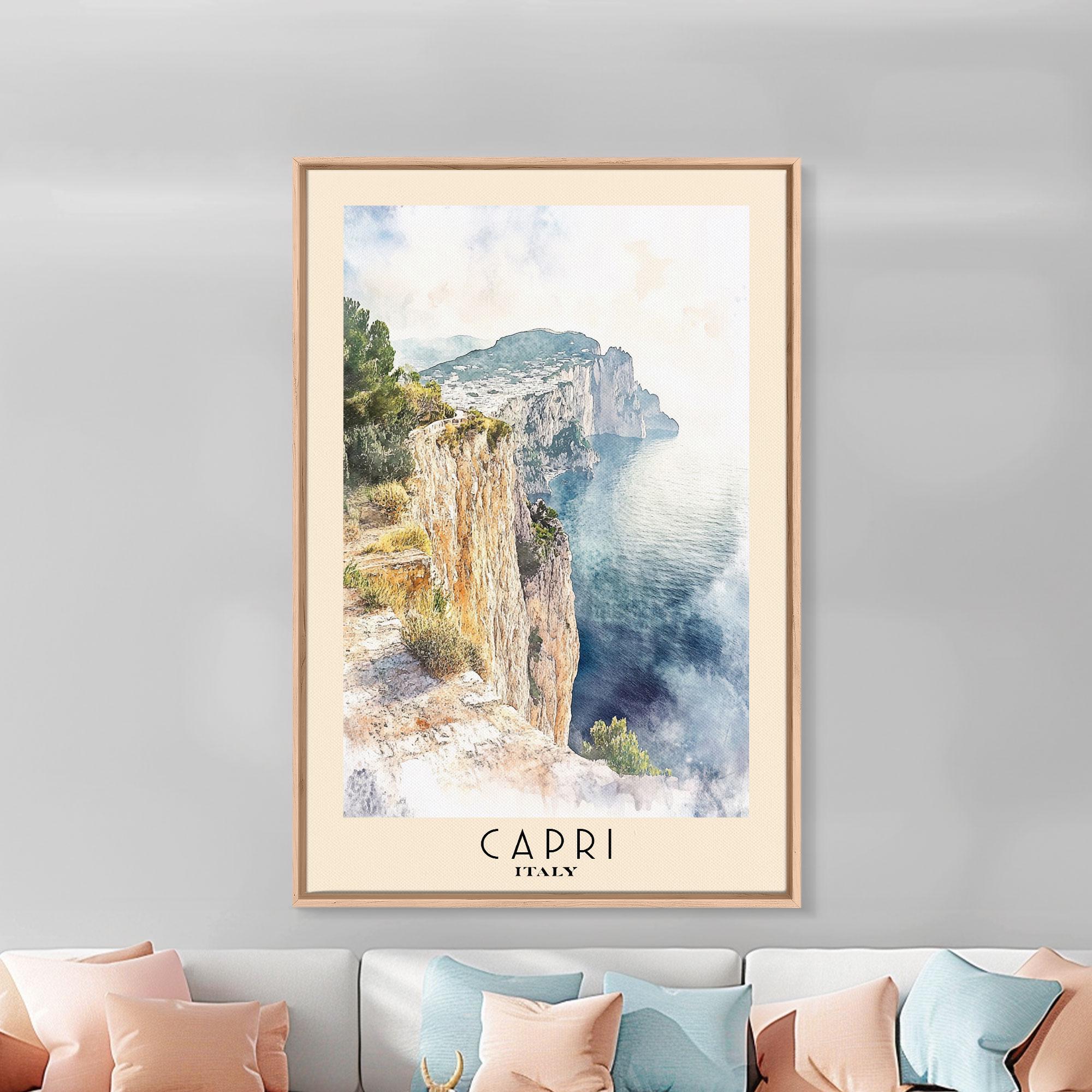 Capri, Italy Watercolor Beach Print, Vacation Gift, Italy Wall Art ...