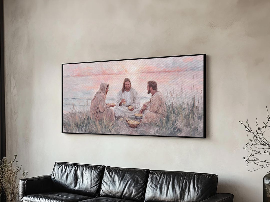 Shoreline Communion - Framed Canvas Print - Christian Wall Art - Jesus ...