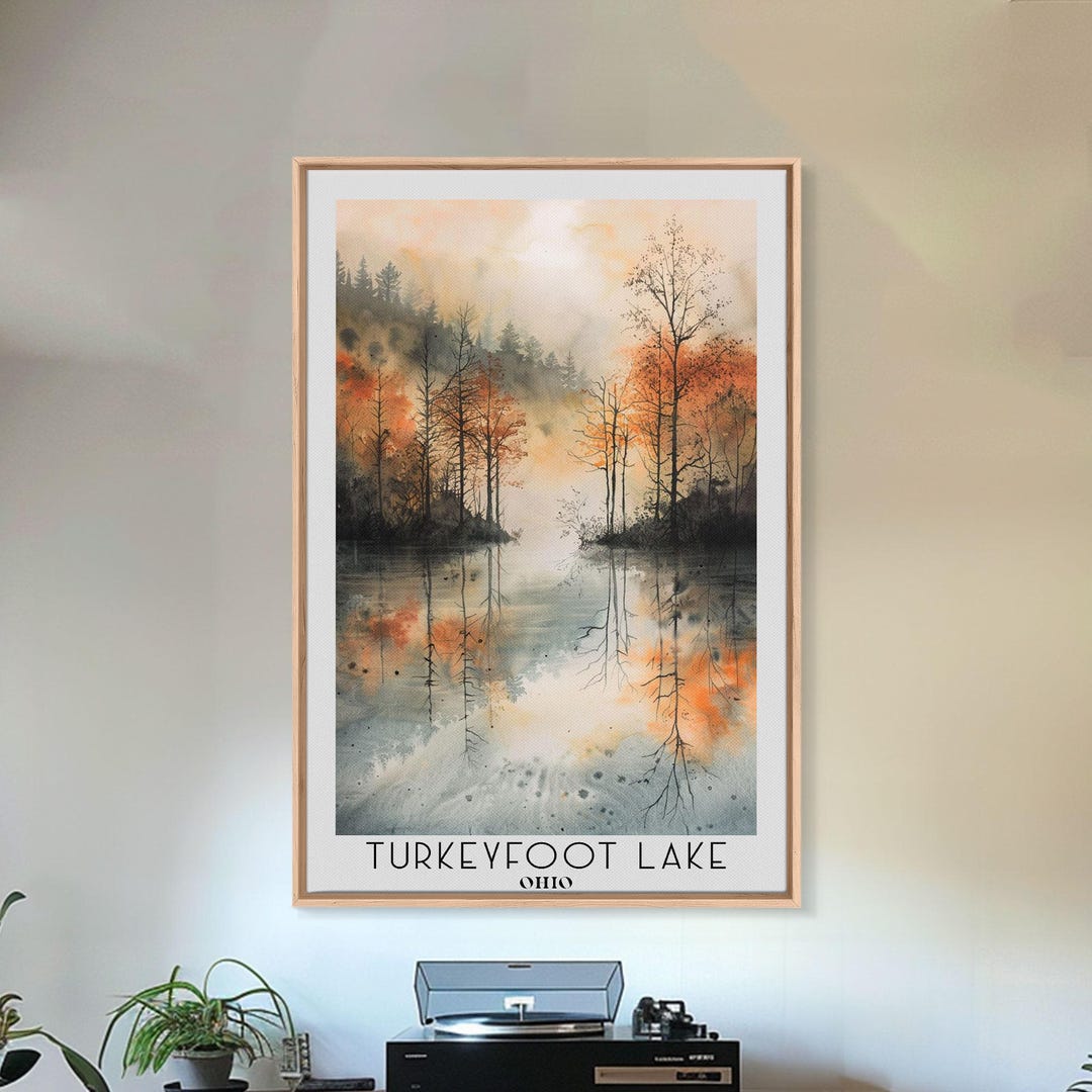 Turkeyfoot Lake Ohio Watercolor Landscape Framed Canvas Print - Etsy