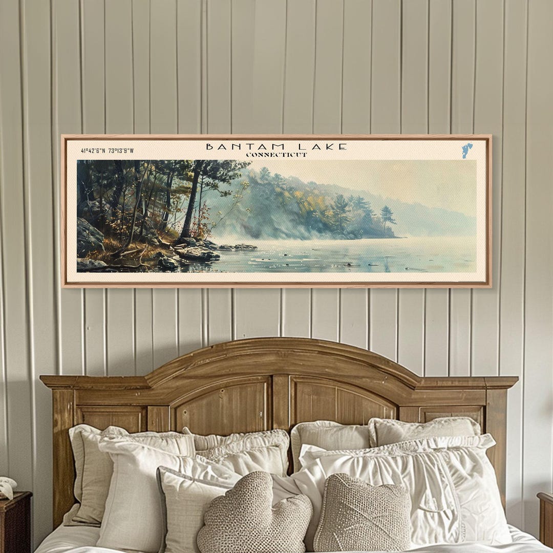 Bantam Lake Connecticut Art: Panoramic Framed Canvas Print - Etsy