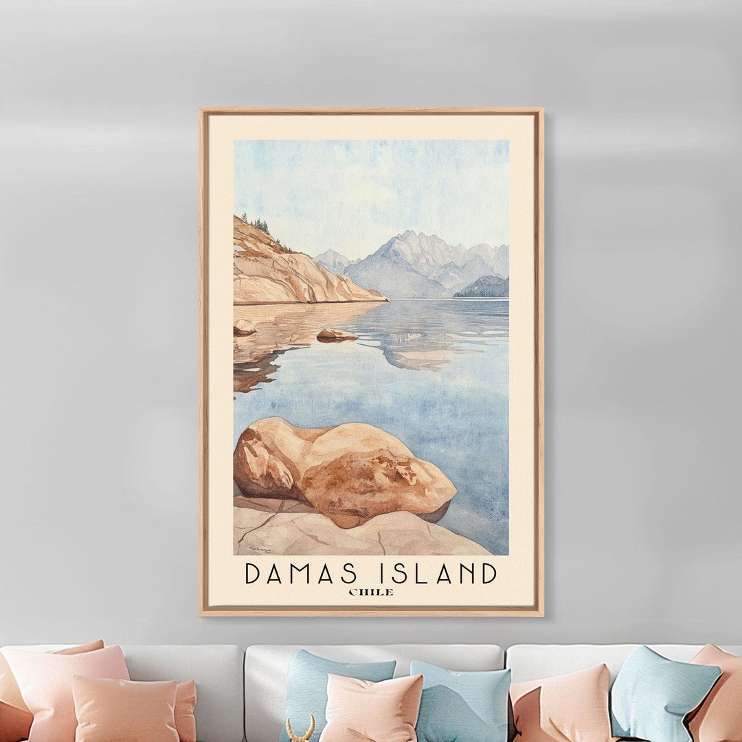 Damas Island Chile Watercolor Print: Framed Beach Canvas Art - Etsy