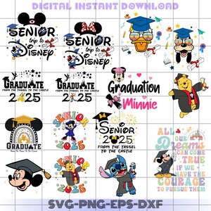Mickey Friends Graduation Svg Bundle, Stitch Graduate Png, Pooh 2025 ...