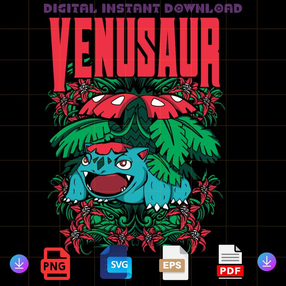 Pokemon Outline Venusaur - Stencil, SVG Cut File, PNG, Layered SVG ...