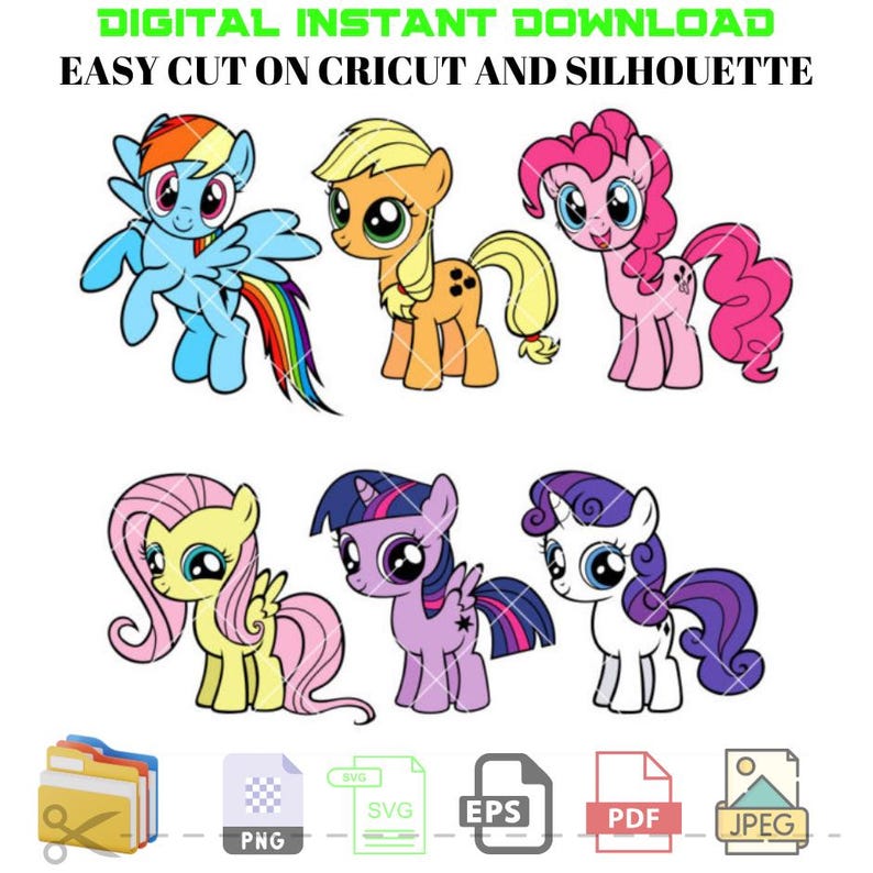 Little Pony Bundle Svg, Cutie Pony Unicorn Svg, Cute Unicorns Svg ...