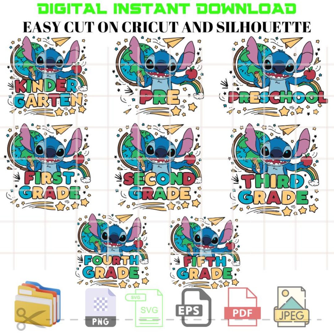 Custom School Grade Stitch Svg Bundle, Bundle for Cricut, Silhouette ...