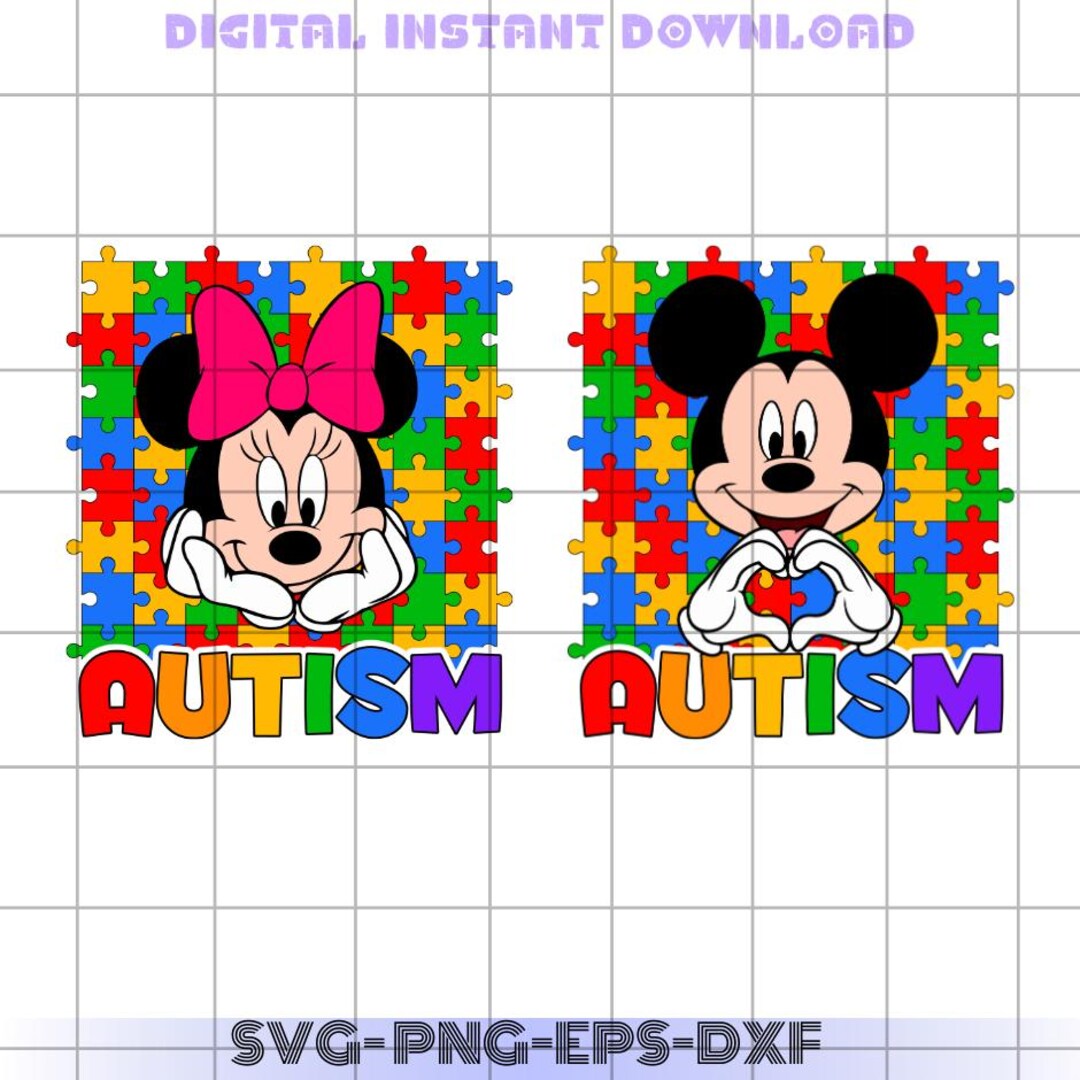 Mickeyy and Minnie Autism Svg Bundle , Love Autism Svg, Cricut ...