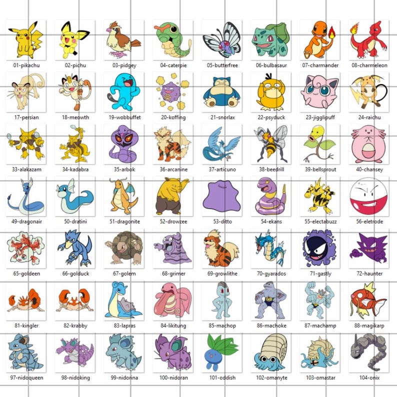 220 Pcs Pokemon Svg Bundle, Pokemon Characters Png Bundle, Pokemon ...