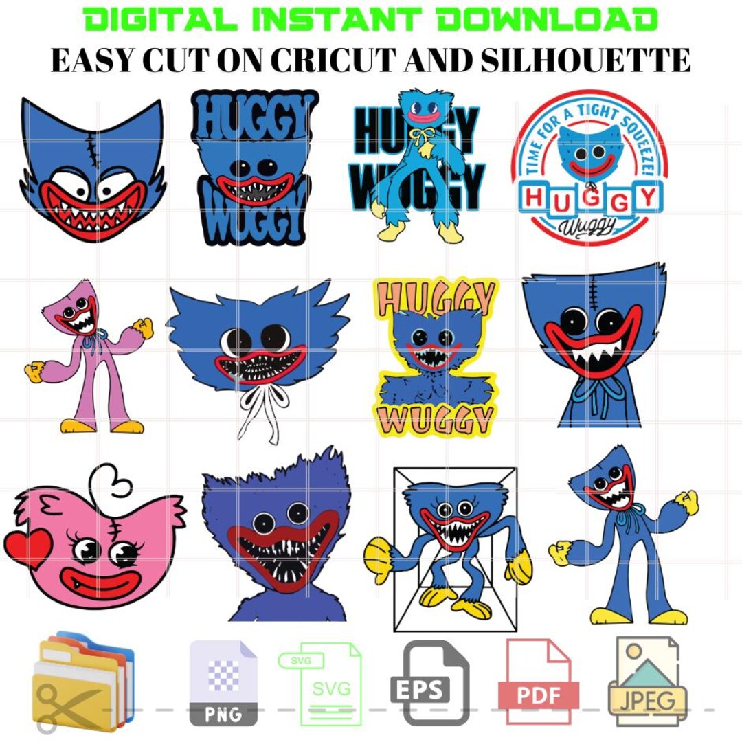 Huggy Wuggy Bundle SVG PNG Digital File, Game Svg, Transparent ...